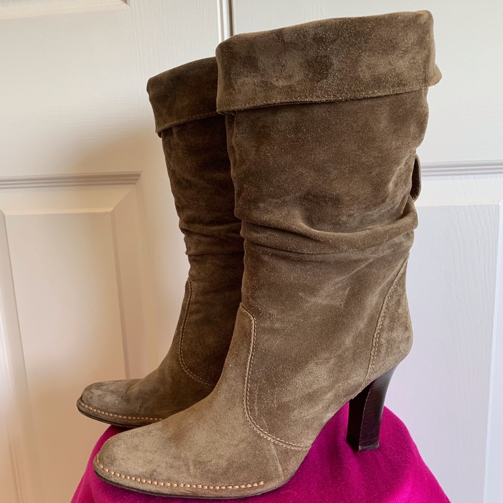 Coach Light Brown Slouchy Suede Boots - Gem